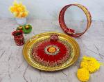 Buy GoldGiftIdeas 10 Inch Mahaganapati Hand Paint Karva Chauth Thali ...
