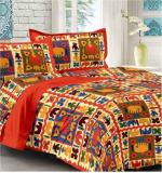 Buy Sugun Orange Jaipuri Prints Cotton Double Bedsheet (270 cm x 228 cm ...
