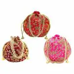 Buy HC The CRAFTS Silk Batwa Bag Combo For Women's Maroon, Red and Pink ...