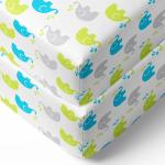 Buy Bacati Aqua/Lime/Grey Elephants Muslin Crib Sheets (0-24 M) (132* ...