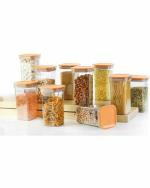 Buy Welldone Transparent Orange Pastic Grocery Container 1100 Ml (Pack ...