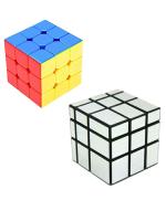 Buy CrackaDeal Plastic Cube Combo Set of 3X3 & Silver Mirror High Speed ...