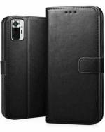 Buy Malvi Gold Mi Redmi Note 10 Pro Max Black Artificial Leather Flip ...