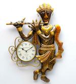 Buy NANDANI WOOD Handmade Brown Iron Krishna Traditional Wall Clock (45 ...