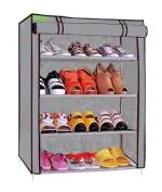 Buy FLIPZON Multipurpose 4-Tiers Shoe Rack with Dustproof Zip Cover ...