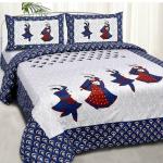 Buy DIVIK CRAFTS Blue White Jaipuri Prints Flat Cotton ...