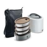 Buy VAYA TYFFYN White Oval Shape Polished Stainless Steel Lunch Box ...