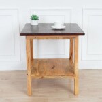 Buy Urban Basics Erica Solid Sheesham Wood Side Stool Teak Finish ...