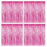Buy Webble Set of 4, Pink Metallic Fringe Foil Curtain, 3 ft x 6 ft ...