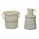 Buy Regalo 3 Piece Plastic Bathroom Bucket, Mug and Stool Set( capacity ...