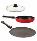 Buy Nirlon 3 pcs of Red Non-stick Aluminium Cooking Combo Set with ...