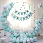 Buy House of Banter 51Pc Pastel Green & Silver Birthday Decoration Kit ...