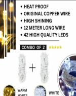 Buy Turbo Traders Combo of 2 White & Warm White 42M LED String Copper ...