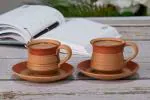 Buy HAUS FABULA Brown Handcrafted Terracotta High Nack Design Microwave Safe Tea Cup with Saucer ...