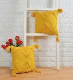 Buy pepme Cotton Tufted Cushion, Triangle Design, Mustard color, 16 ...