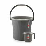Buy Wiaa Strong Bathroom Bucket with Mug Combo | Round Shape Ribbed ...