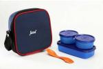Buy JAVA Microwave Proof Square Lunch Box With Bag Blue 3 Containers ...