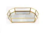 Buy LamJum Gold Brass, Glass Octagon Tray With Rim Mirror Base Vanity ...