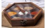 Buy Cosy Tossy Wooden Hexagonal Spice Box with Lid for Kitchen/Home ...