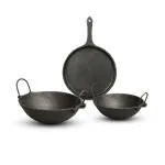 Buy The Indus Valley Pre-Seasoned Cast Iron Cookware Set | Kadai (24 ...