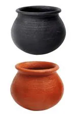 Buy VILLAGE KRAFT Unglazed Handcrafted Earthen Clay Dahi Handi Curd Pot ...