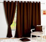 Buy Styletex 151 cm (5 ft) Polyester Window Curtain (Pack Of 3) (Plain, Brown) Online at Best ...