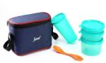 Buy JAVA Oval Lunch Box Pack of 4 Green 3 Containers Lunch Box (200 ml ...