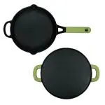 Buy Bergner Green Cast Iron Pre-Seasoned 2 Piece Cookware Set,Dosa Tawa ...