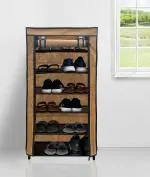 Buy POWEREST Portable Folding Shoe Rack 6 Layer Almirah with Cover ...