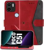 Buy Autofocus Faux Leather Back Case Flip Cover for Poco C51 with ID ...