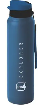 Buy Basik Blue Steel Single Wall Water Bottle Sipper, 950 Ml Online at ...