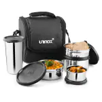 Buy UNINOX Diet Mini Stainless Steel Lunch Box, 3 Inner Steel Container ...
