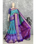 Buy Vikas Handlooms Pochampally ikat pattu silk special double kaddi ...