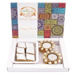 Buy Jaiccha Ghasitaram Gifts Festive box of Kaju Katli and T-Lites-200 ...