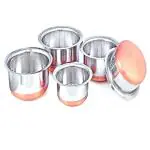 Buy 5 Pcs Copper Bottom Patila Set Stainless Steel Set Copper Bottom ...