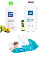 Buy Mee Mee Baby Oil & baby Powder (Each, 500 ml/gm) & Baby Wet Wipes ...