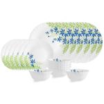 Buy Cello Opalware Dazzle Blue Primrose Dinner Set, 18PCs, White Online at Best Prices in India ...