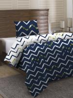 Buy Divine Casa Dark Blue & White Chevron Print Micro Polyester ...