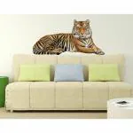 Buy Wallzone Multicolor Pvc, Vinyl Lying Tiger Large Wallstickers, 90 X ...