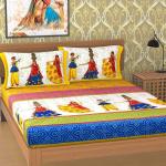 Buy Sugun Green Jaipuri Prints Cotton Double Bedsheet (270 cm x 228 cm ...
