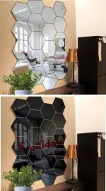 Buy Wall1Ders Silver And Black Hexagonal Acrylic Wall Mirror Stickers ...