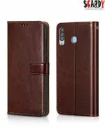 Buy SCARDY SAMSUNG M30 BACK COVER / LEATHER FLIP COVER / BROWN COLOR ...