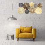 Buy Eternal Interiors Hanging Metal Modern Art Wall Decor Artifact Gold ...