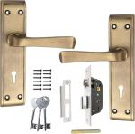 Buy Buckler Iron, Brass, Steel Gold, Yellow 7 Inch Mortise Handle Set With 65Mm Double Turn Lock ...