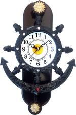 Buy Shrijay Analog 36 cm X 26 cm Wall Clock (Brown, With Glass ...