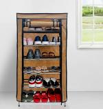 Buy POWEREST Foldable Metal Shoe Rack, Zip Cover with Side Pocket (6 ...