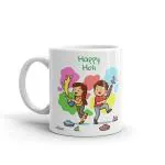 Buy Rish Happy Holi Printed Multicolor Ceramic Coffee Mug, 350 Ml ...
