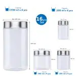 Buy Kolorr Classic Plastic Pet Jar Kitchen Storage Organiser Containers Set of 16 (200ml x 4 ...