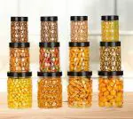 Buy MEELANA Checkers Black Plastic Jars and Containers 1200, 650, 350 ...