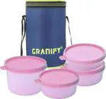 Buy Granify A-503 Green Plastic Lunch Box with 4 Plastic Containers and Lunch Box Bag 1200 ml ...